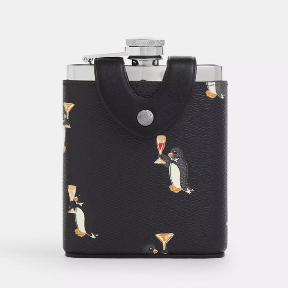 Coach | Accessories | Coach Flask With Penguin Print In Black Coated ...